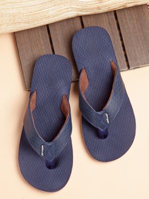 Buy SOLETHREADS Extra Comfort Solid Blue Flip Flop Men Online