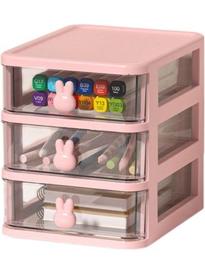 Buy House of Quirk Pink 3 Tier Transparent Office Desktop Drawer ...
