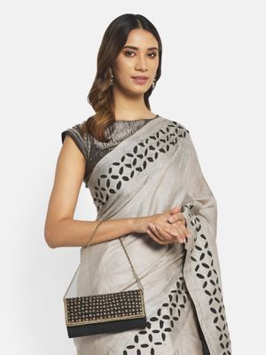 Buy Fabindia Black Fabric Sequence Embroidered Clutch Online