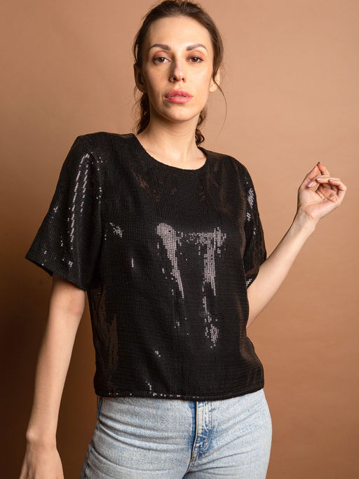 Buy Stylish Black Sequin Tops Collection At Best Prices Online