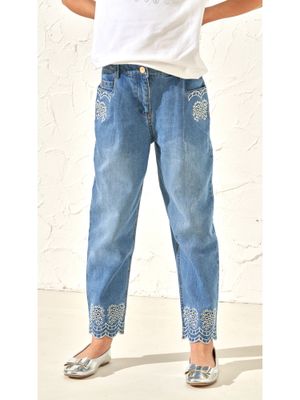 Buy ANGEL & ROCKET Embroidered Blue Jeans online