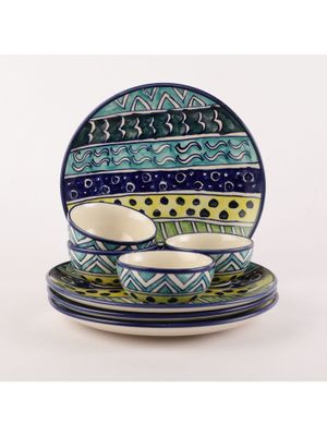 Buy The Decor Mart Stripped Rain Dinner Plate with Bowls- Set of 4 Online