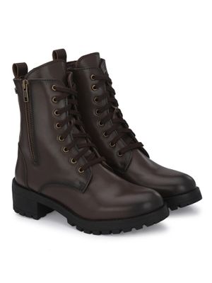 Buy Delize Women Brown Solid Derby Boots Online