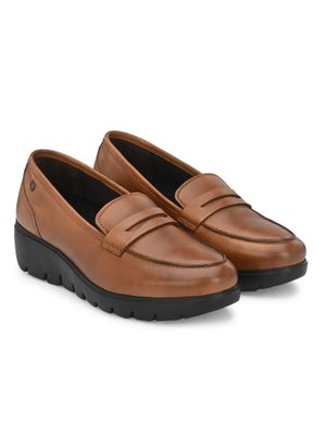 Buy Delize Womens Tan Solid Loafers Online
