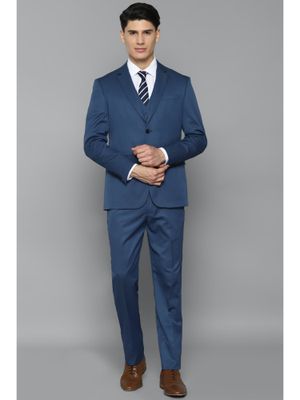 Buy Allen Solly Men Blue Slim Fit Solid Formal Three Piece Suit (Set of ...