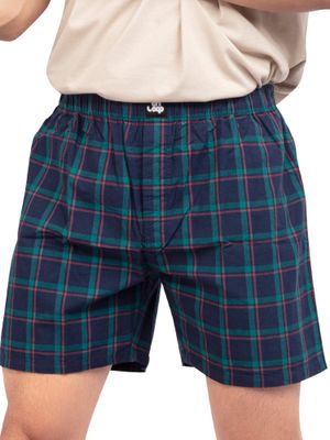 Buy On Loop Boxer For Men In Cotton Navy Blue Checks online