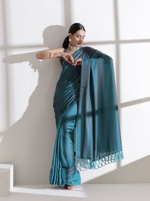 Buy Swtantra Grandeur Dual Shade Satin Saree With Infinity Design Online
