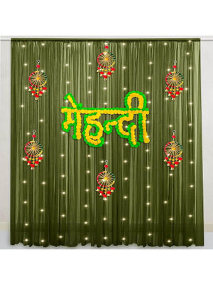 Buy Special You Mehendi Decor Items For Marriage With Green Chiffon ...