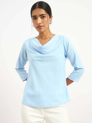 Buy SALT Attire So_Mermaid Mule Aqua Blue Solid Top (XS) Online