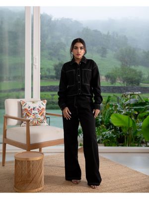 Buy 1101 - Eleven.O.One Garnet Black Shirt with Pant (Set of 2) (XS) Online