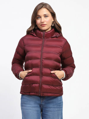 Buy Madame Quilted Cotton Maroon Puffer Jacket (S) Online