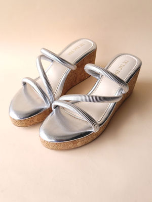 Buy Tic Tac Toe Silver Cross Strap Wedge Online