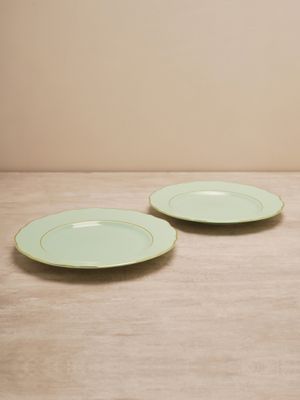 Buy Pure Home + Living Set of 2 Green Porcelain Dinner Plates with Gold ...