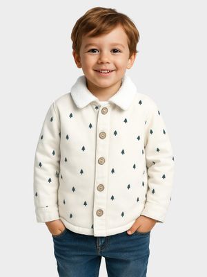 Buy Mi Arcus Cream Printed Sherpa Lining Full Sleeves Shirt Online