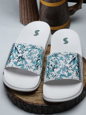 Buy SOLETHREADS Slide Splash White Solid Men Sliders Online