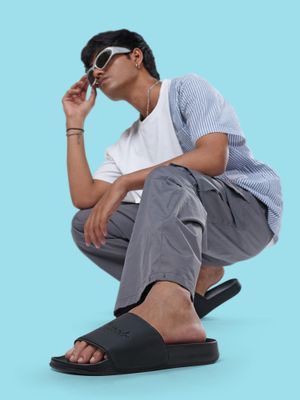 Buy SOLETHREADS Slides Supreme Black Solid Men Sliders Online