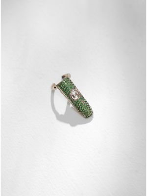 Buy Outhouse Jewelled Monogram Fingertip Ring In Jade Green Online
