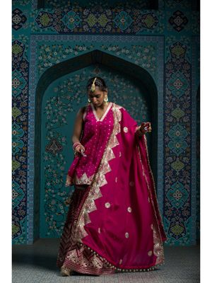 Buy MONK & MEI Pink Noor Aniyah Kurti with Sharara and Dupatta (Set of ...