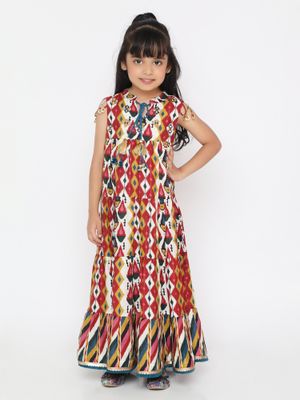 KA Kids Maxi Dresses : Buy KA Kids Ikkat Digital Print Long Dress with ...