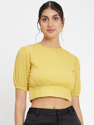Buy CAMLA Women Mustard Crop Top Online
