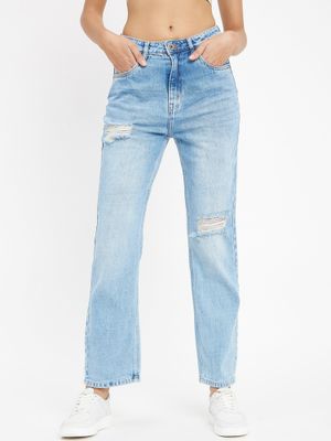 Buy CAMLA Women Sky Blue Denim Jeans Online