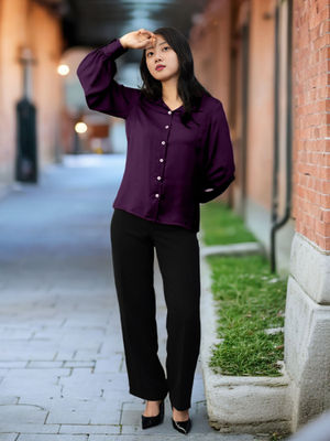 Buy Zink London Womens Solid Purple Regular Shirt Online