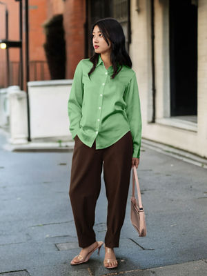 Buy Zink London Womens Solid Mint Regular Shirt Online