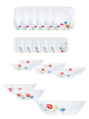 Buy Corelle Asia Sq Round Collection 21 Pc Dinner Set - Daisy Field Online