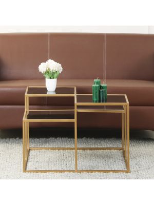 Buy Claymint Valentino Black Glass Bunching Coffee Table in Dark Gold ...
