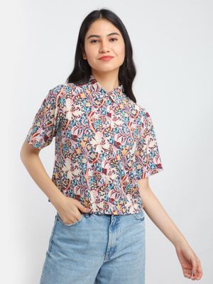Buy Zink London Womens Multi-color Printed Shirt Top Online