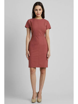 Buy Allen Solly Women Pink Solid Formal Dress Online
