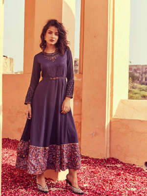 Buy WISHFUL by W Blue Embellished Dress Online