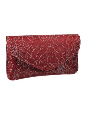 Buy Mochi Self Design Maroon Clutches Online