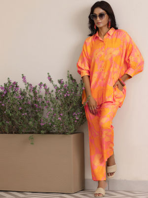 Buy Libas Women Orange Co-Ord (Set of 2) (L) Online