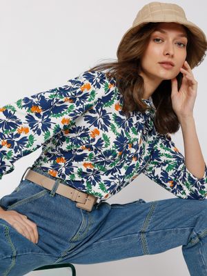 Buy VERO MODA Women Printed Blue Casual Top Online