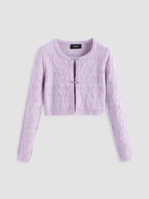 Buy Cider Solid Cable Knit Crop Cardigan (S) Online