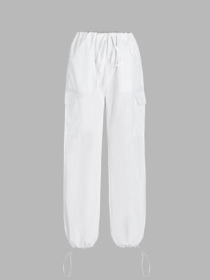 Buy Cider Slim Version Solid Low Rise Parachute Cargo Pant (S) Online