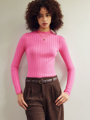 Buy Cider High Neck Rib Knit Sweater (L) Online