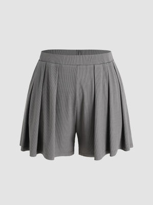 Buy Cider Solid Elastic Waist Wide Leg Shorts Curve & Plus (4XL) Online