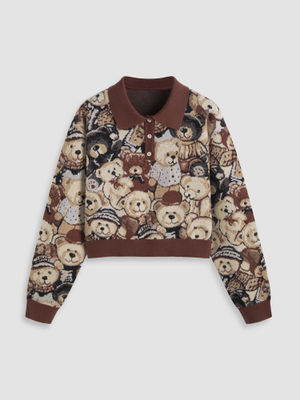 Buy Cider Polo Bear Button Knitted Long Sleeve Sweater (XL) Online