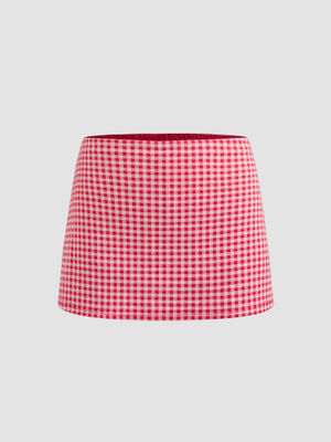 Buy Cider Mid Rise Gingham Mini Skort (S) Online