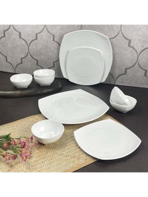 Buy CLAY CRAFT Fine Ceramic White Plain Basic Dinner Set - 18 Pieces Online