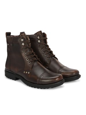 Buy Delize Leather Brown Mens Leather Derby Ankle Boots Online