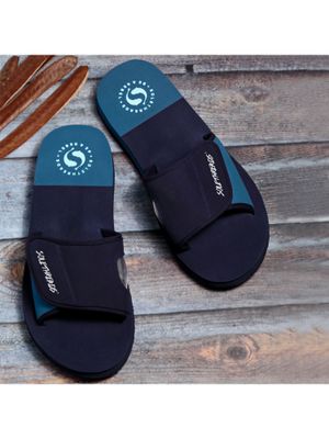 Buy SOLETHREADS Freeway Navy Colorblock Men Sliders Online
