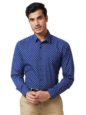Buy Raymond Slim Fit Printed Blue Shirt Online