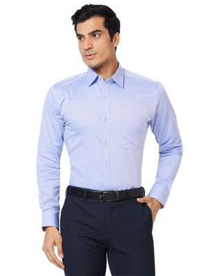 Raymond Formal Shirts : Buy Raymond Slim Fit Self Design Blue Shirt ...