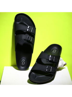 Buy SOLETHREADS Hermes Black Solid Men Sliders Online