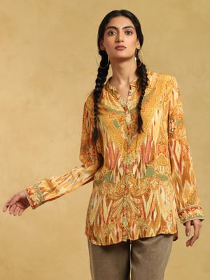 Buy Ritu Kumar Yellow Printed Shirt Online