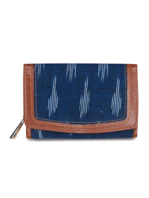 Buy Zouk Womens Ikat Jet Blue Three Fold Wallet Online