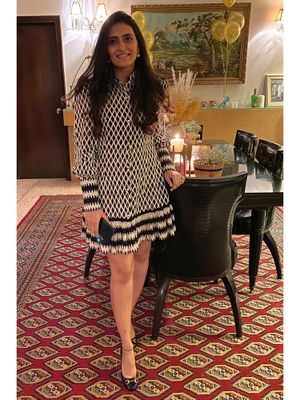 Buy Juhi Nanda Black & White Crochet Lace Dress Online